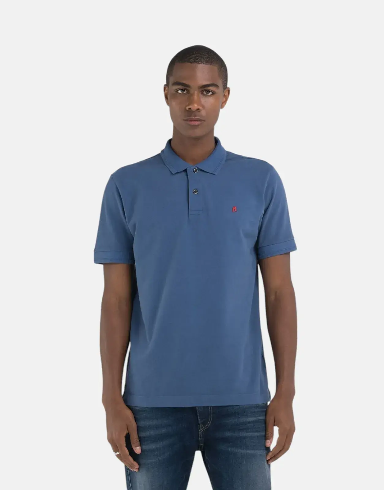 Replay R Badge Blue Polo Shirt - Subwear